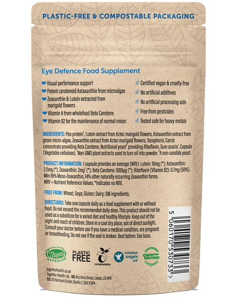 Eye Defence Supplement | Vegan Lutein & Zeaxanthin for Eye Health ...